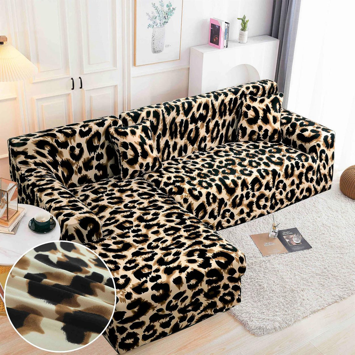 Husa Elastica Coltar, Maro, Model Animal Print, Cod HME32B1 – bedoo.ro