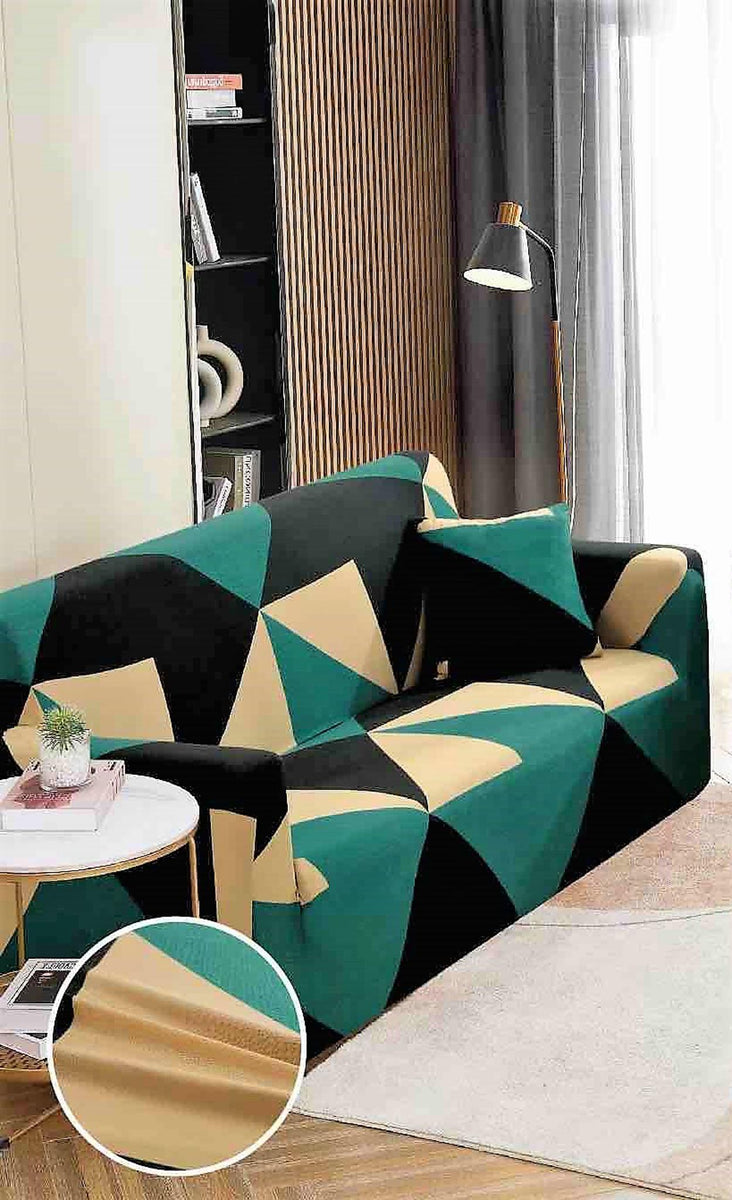 Husa Elastica Canapea 2 Locuri, Multicolor, Model Geometric, Cod HME2E ...