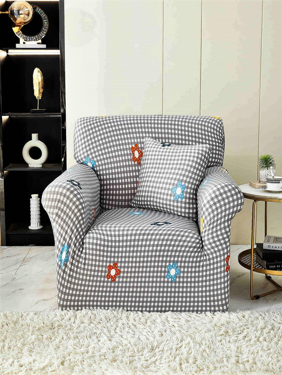 Husa Elastica Fotoliu, Gri, Model Floral, Cod HME1D1 – bedoo.ro